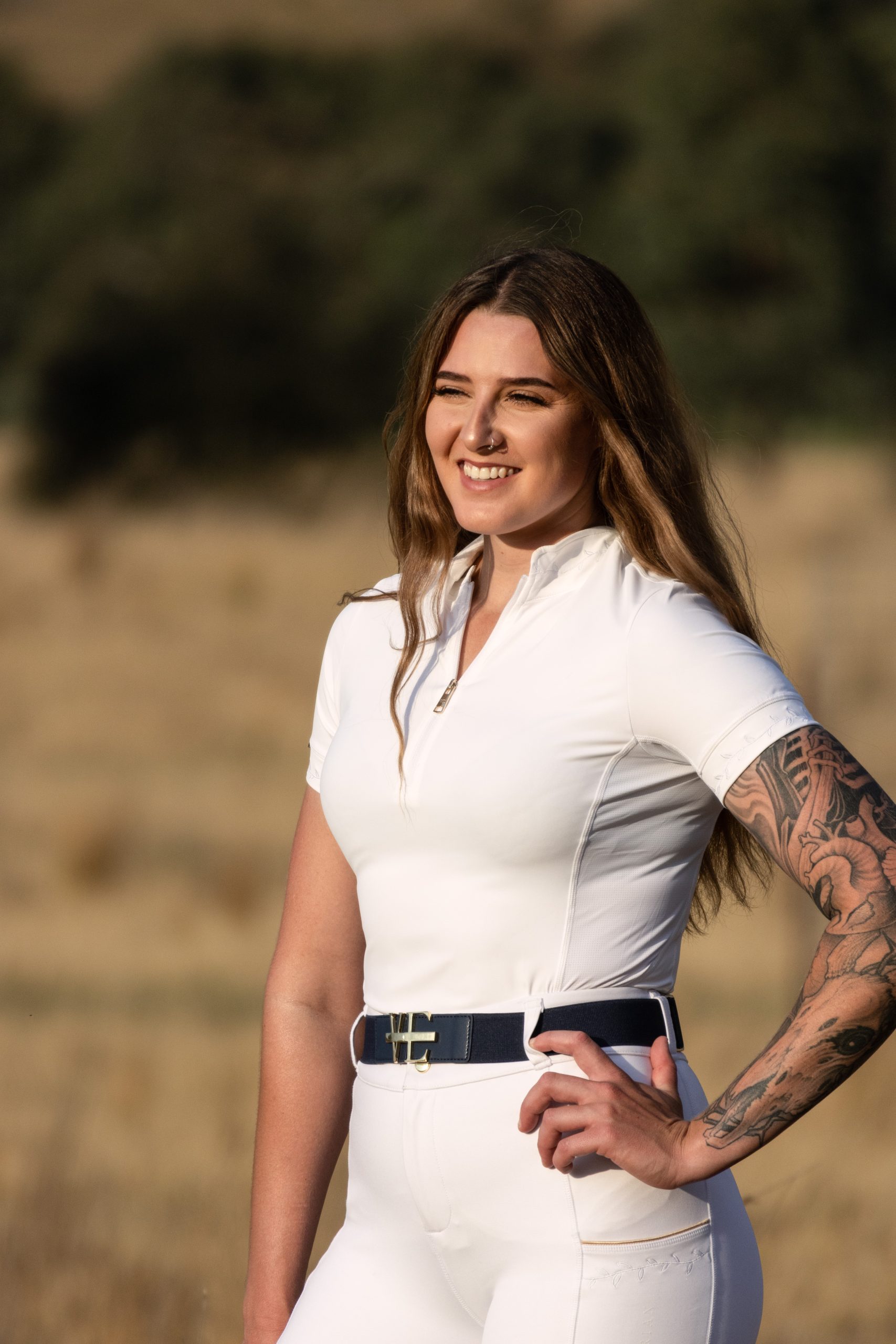 Emily Competition Riding Top | White - Voler Equestrian